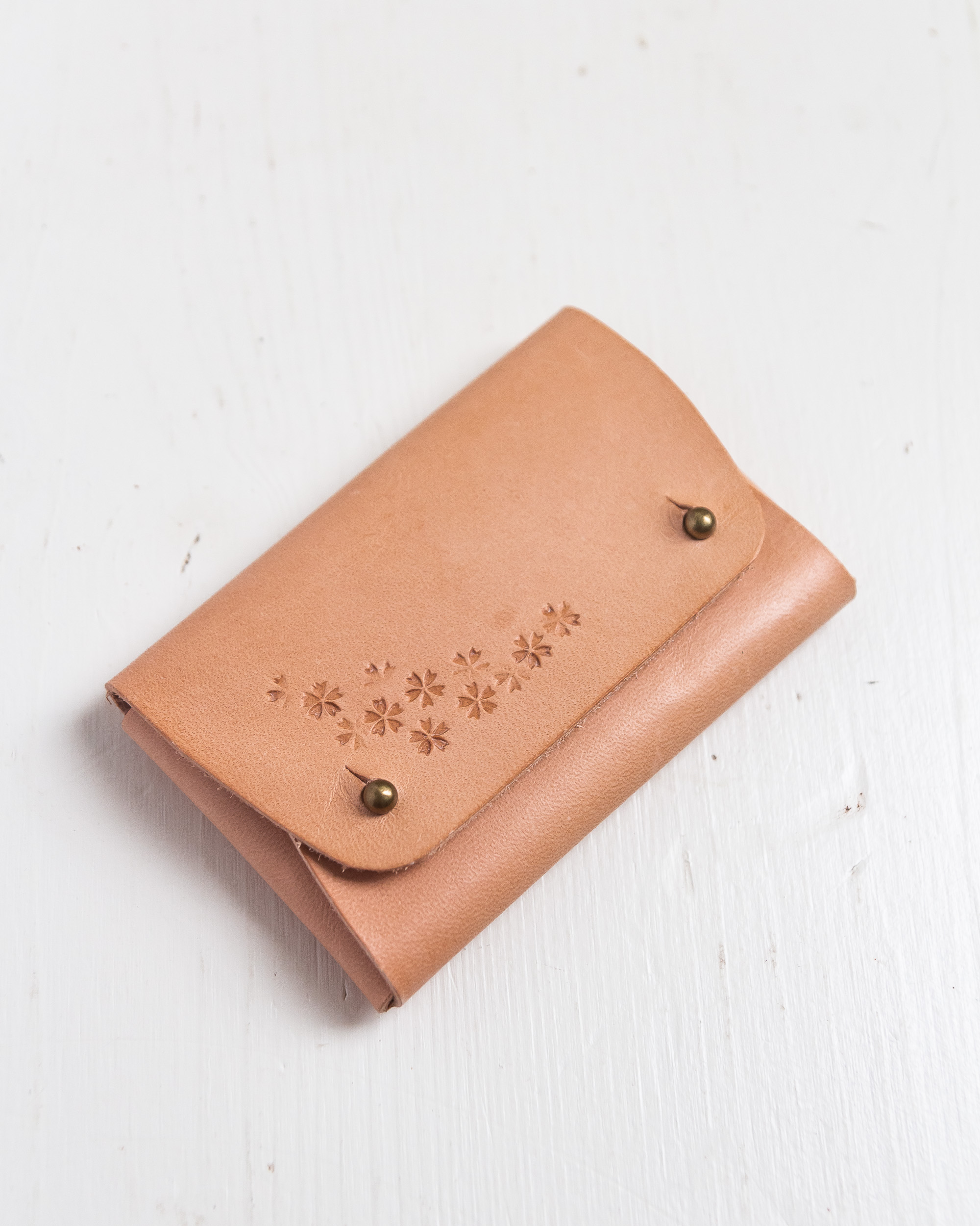Sakura Blümchen Natur | MINI FOLD Geldbörse - Lederlotta